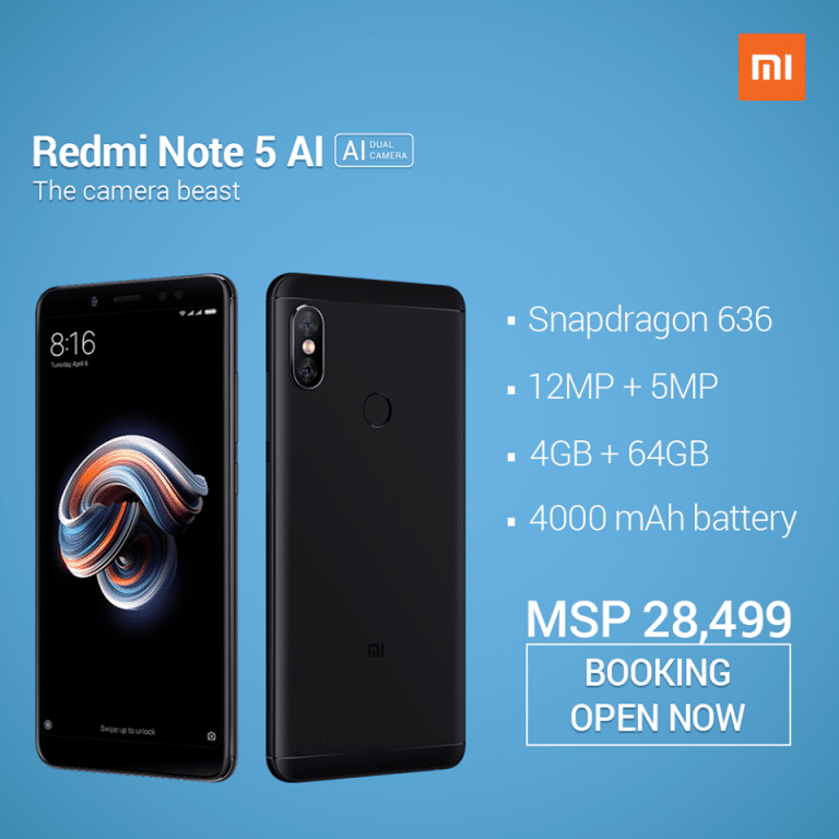 Xiaomi Redmi Note 5 AI Launched And Available for Pre-Boooking