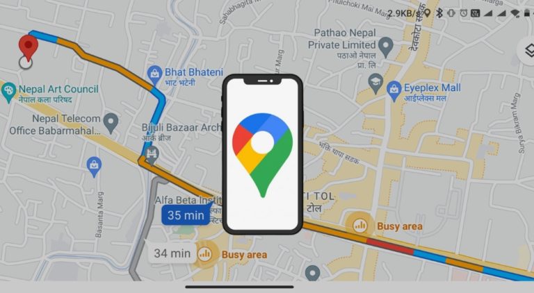 Google Maps Showing Live Traffic Status & Busy Area in Nepal