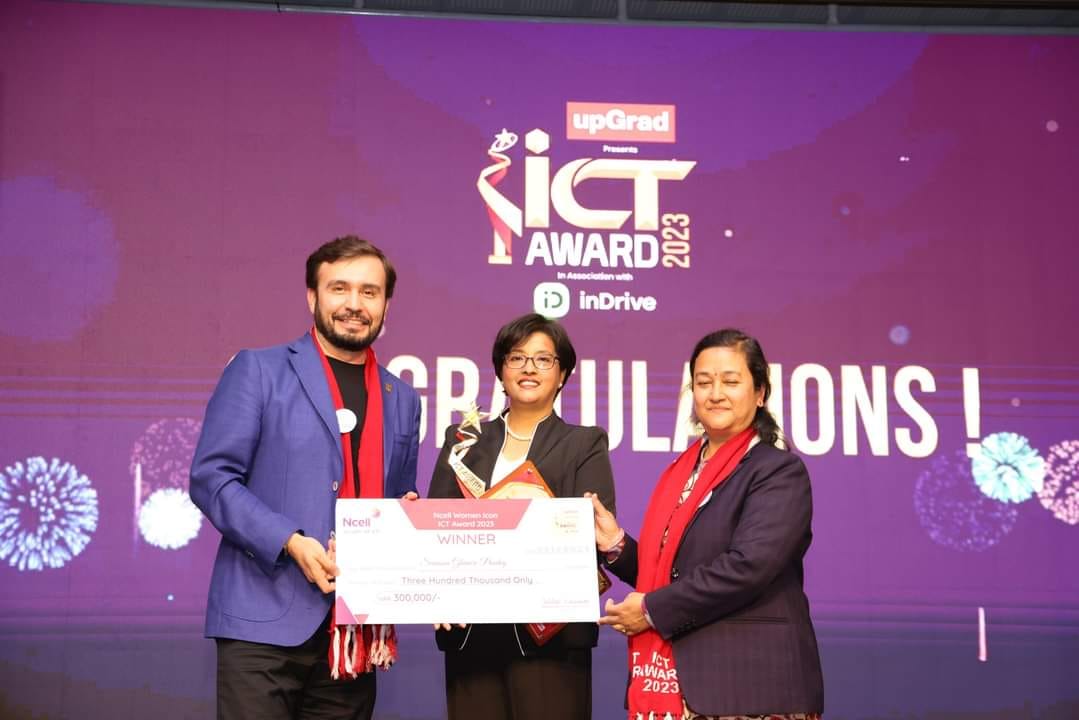 Sunaina Ghimire Pandey bags Ncell Woman ICON ICT Award 2023