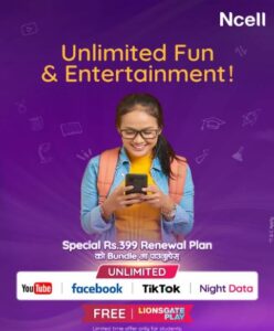 Ncell SEE student offer, data packs, unlimited social network