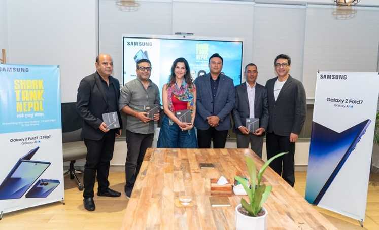 Samsung presents Galaxy Z Fold7 to the Shark Tank Nepal team